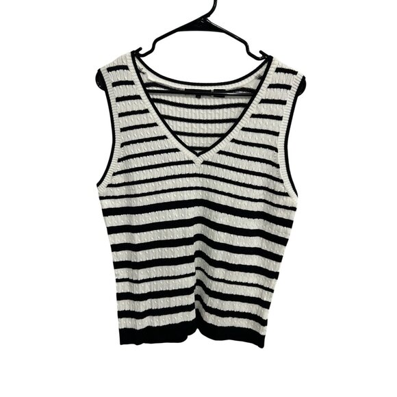 JEANNE PIERRE | Tops | Jeanne Pierre Black White Striped Knit Sweater ...